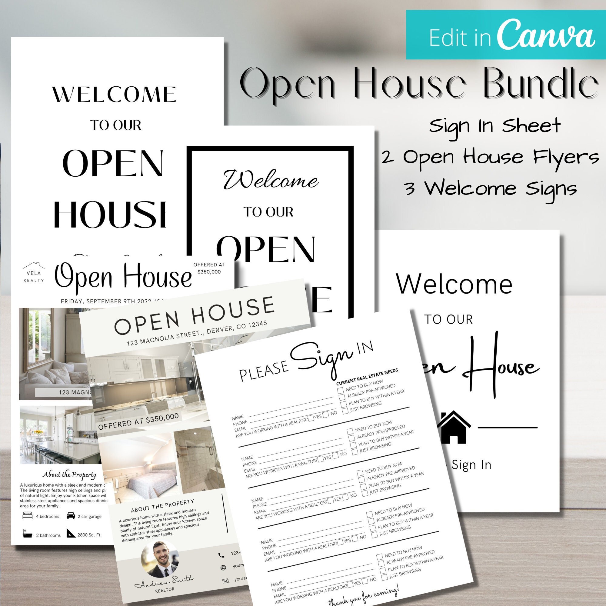 Open House Bundle, Open House Sign in Sheet, Real Estate Sign In, Open ...