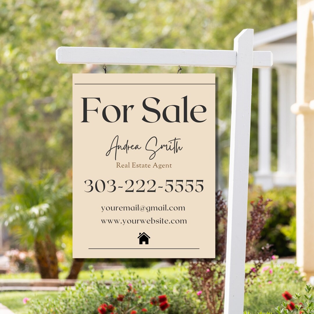 Real Estate for Sale Sign, Real Estate Yard Sign, Canva Template, Real ...