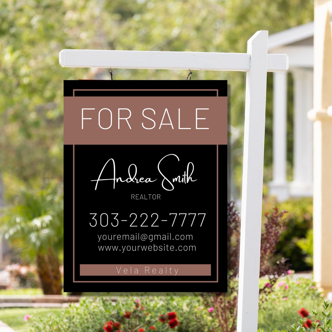 Real Estate for Sale Sign, Real Estate Yard Sign, Canva Template, Real ...