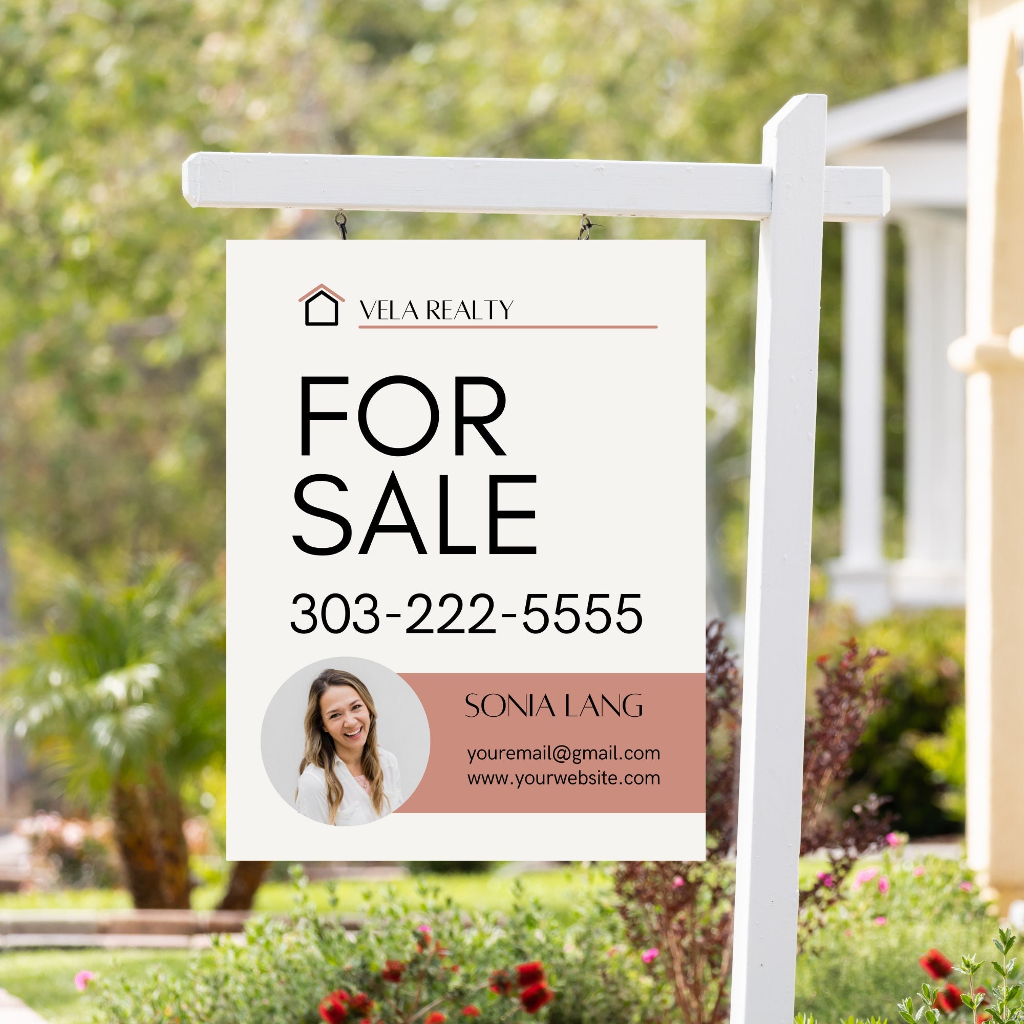 Real Estate for Sale Sign, Real Estate Yard Sign, Canva Template, Real ...