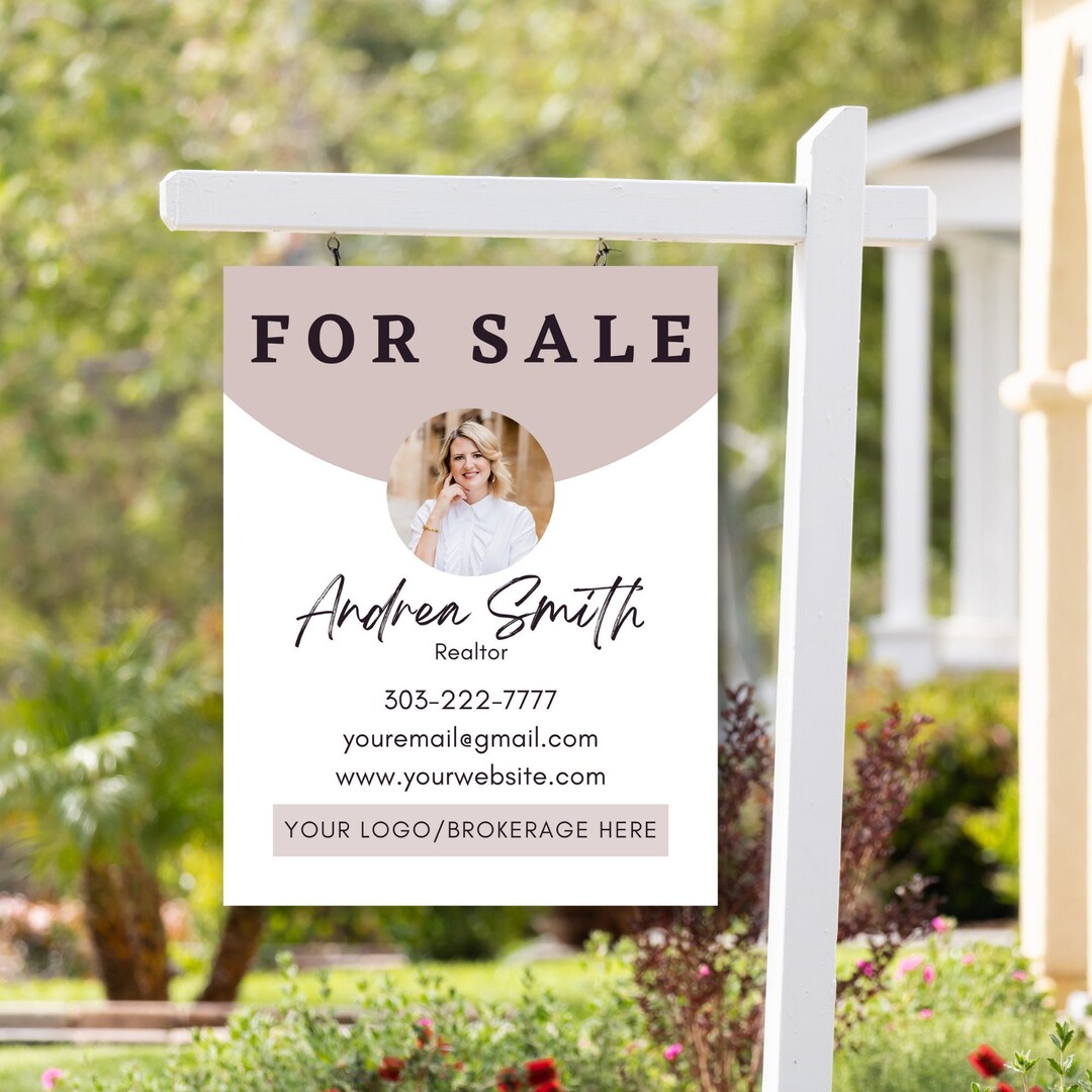 Real Estate for Sale Sign, Real Estate Yard Sign, Canva Template ...