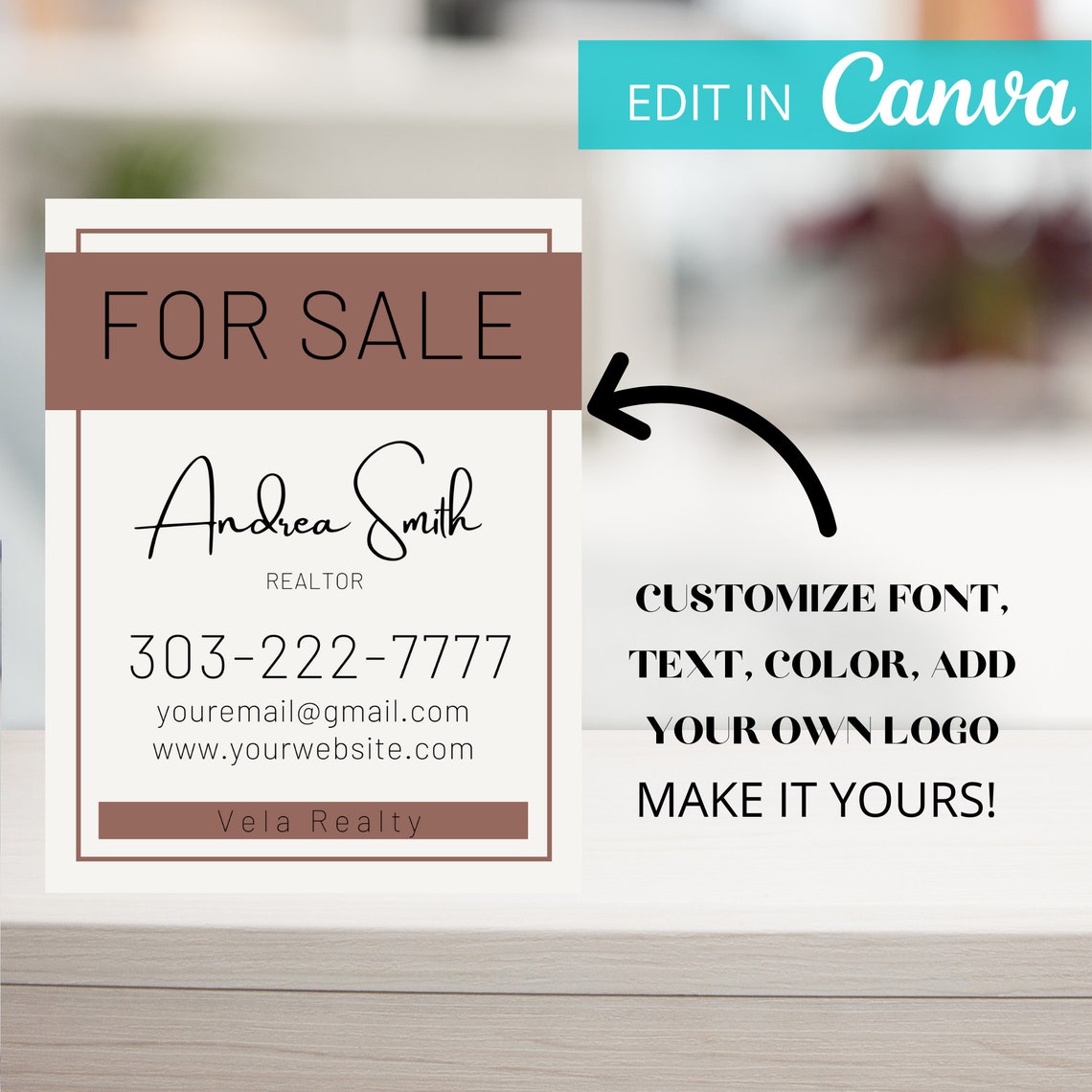 Real Estate for Sale Sign, Real Estate Yard Sign, Canva Template, Real ...