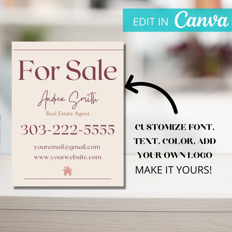 Real Estate for Sale Sign, Real Estate Yard Sign, Canva Template, Real ...