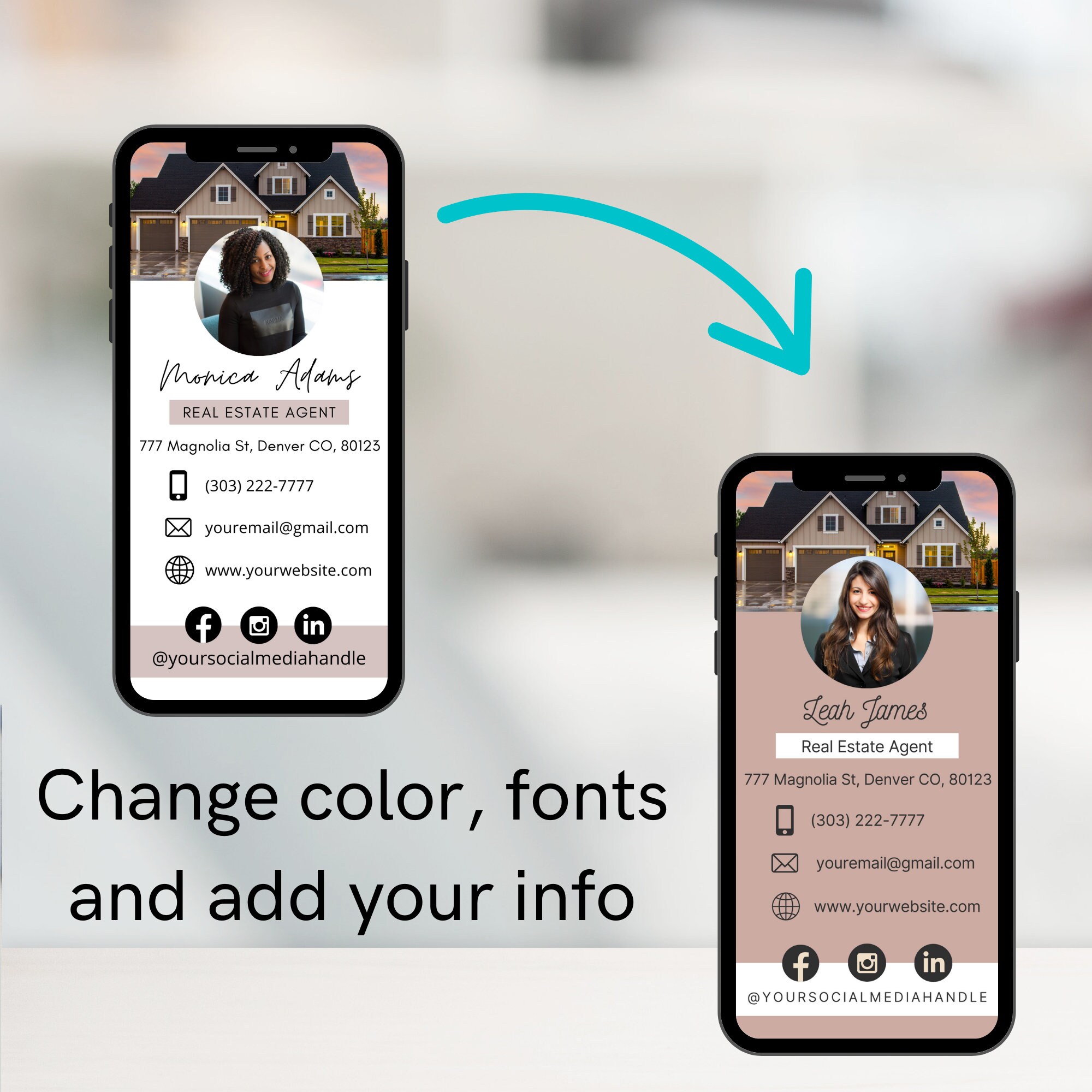 Real Estate Digital Business Card, Digital Business Card Canva Template ...