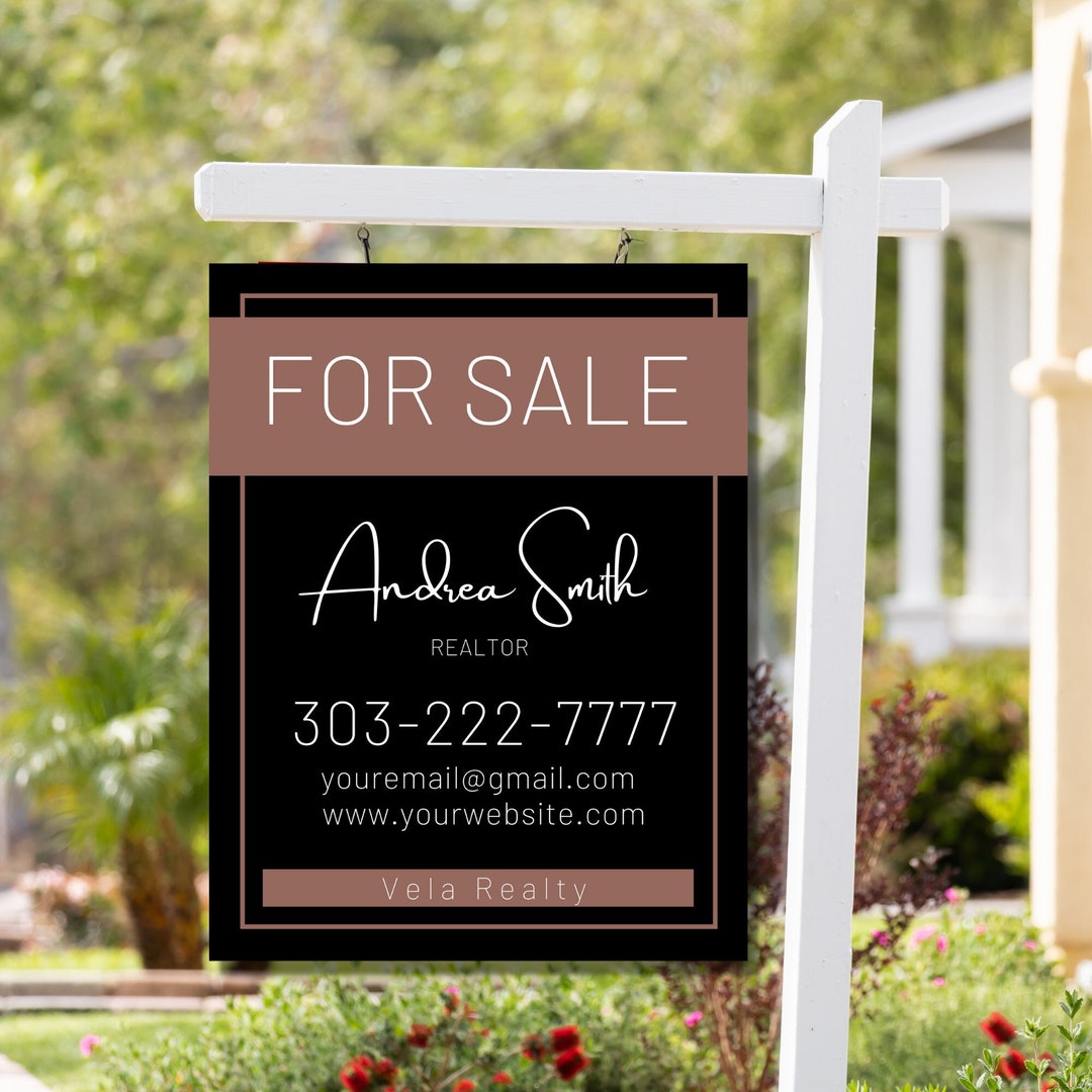 Real Estate for Sale Sign, Real Estate Yard Sign, Canva Template, Real ...