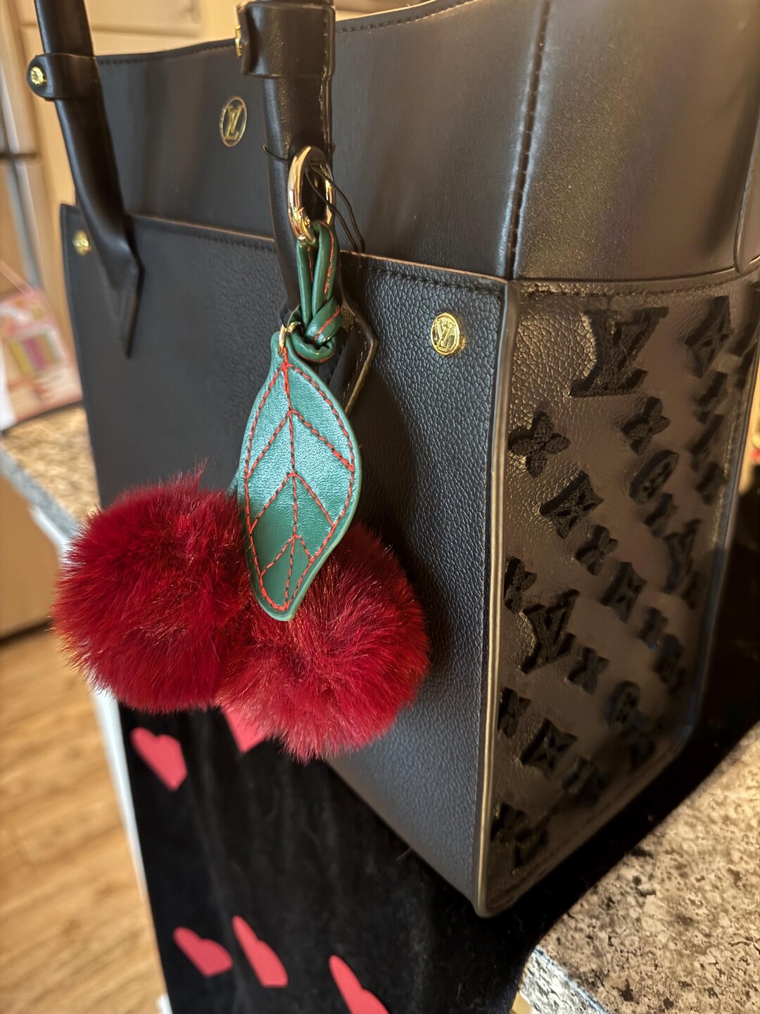 Cherry Puff Ball Keychain - Key Rings - Key Accessories, Cherry Red ...