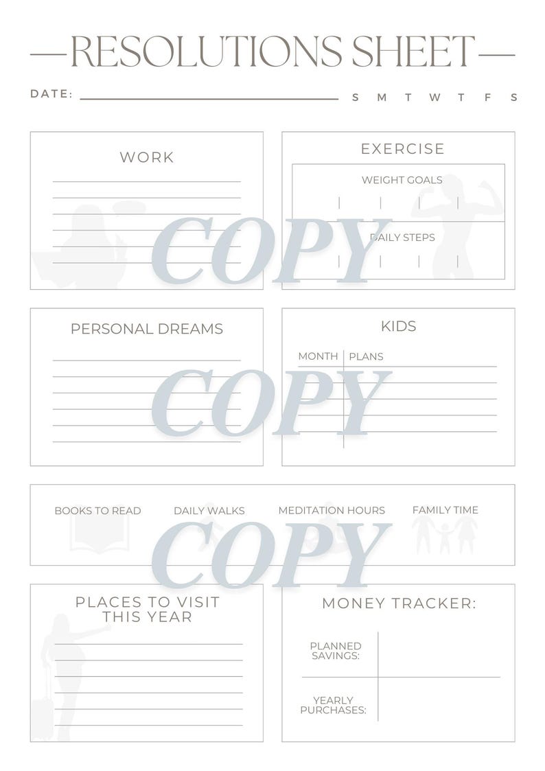 New Year's Resolution Digital Printable Your Guide to a Successful Year ...