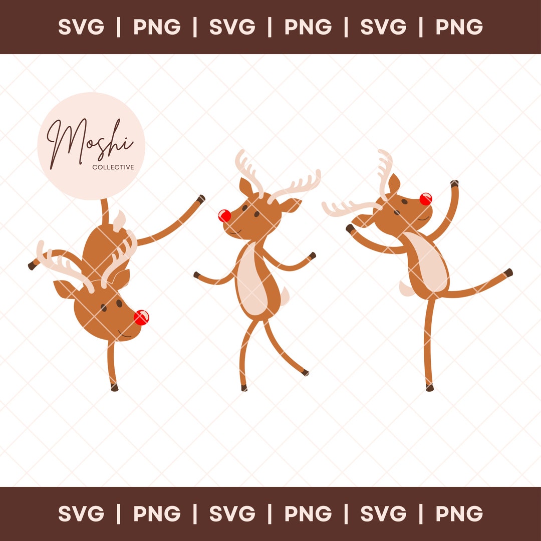 Christmas Dancing Reindeer SVG and PNG, Funny Graphic Design for Shirts ...