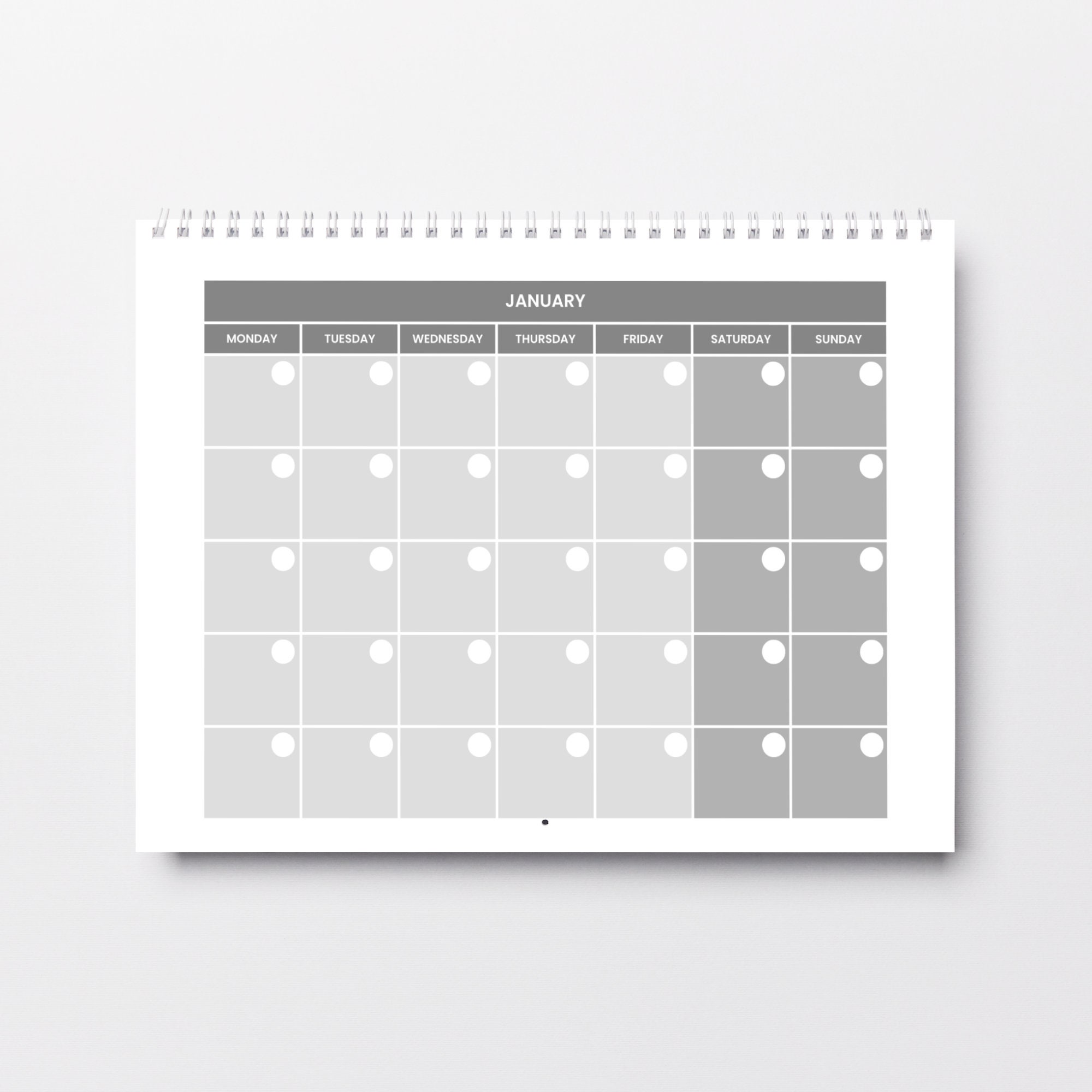 Undated Monthly Calendar in Letter Sized Printable Landscape Template ...