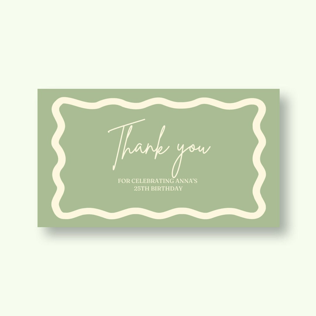 Sage Green Thank You Tag Template With Squiggle Border | Scalloped ...