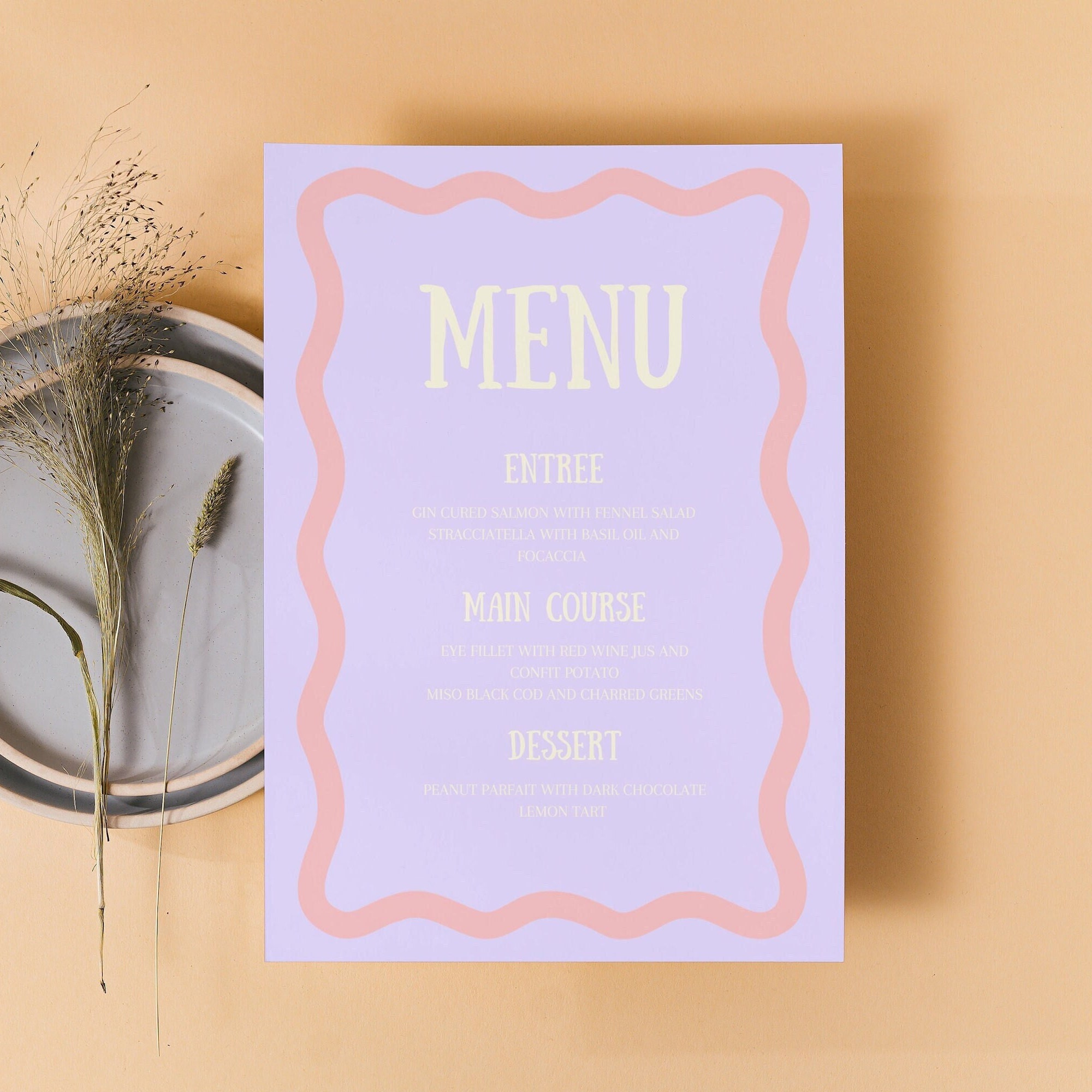 Pastel Colours Menu With Squiggle Border | Scalloped Border | Editable ...
