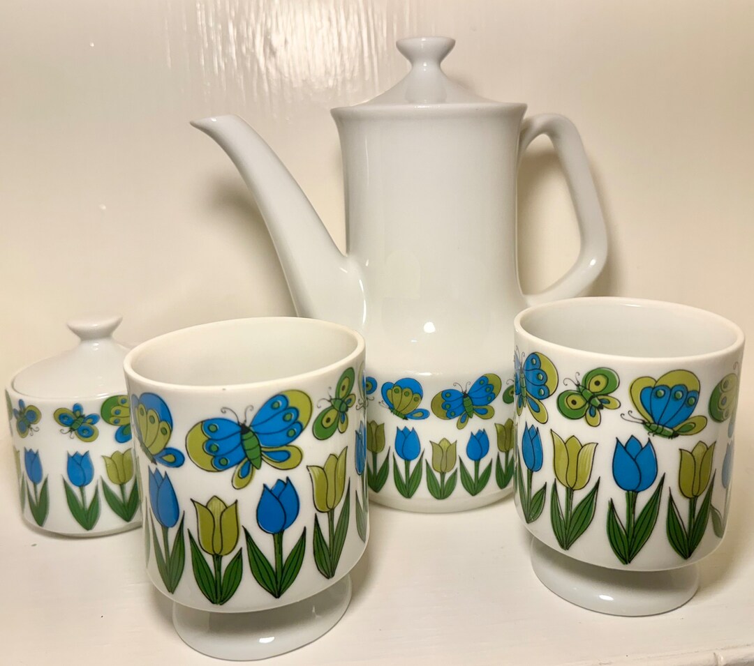 Mcm Trimont Butterfly/tulip Tea Set - Etsy