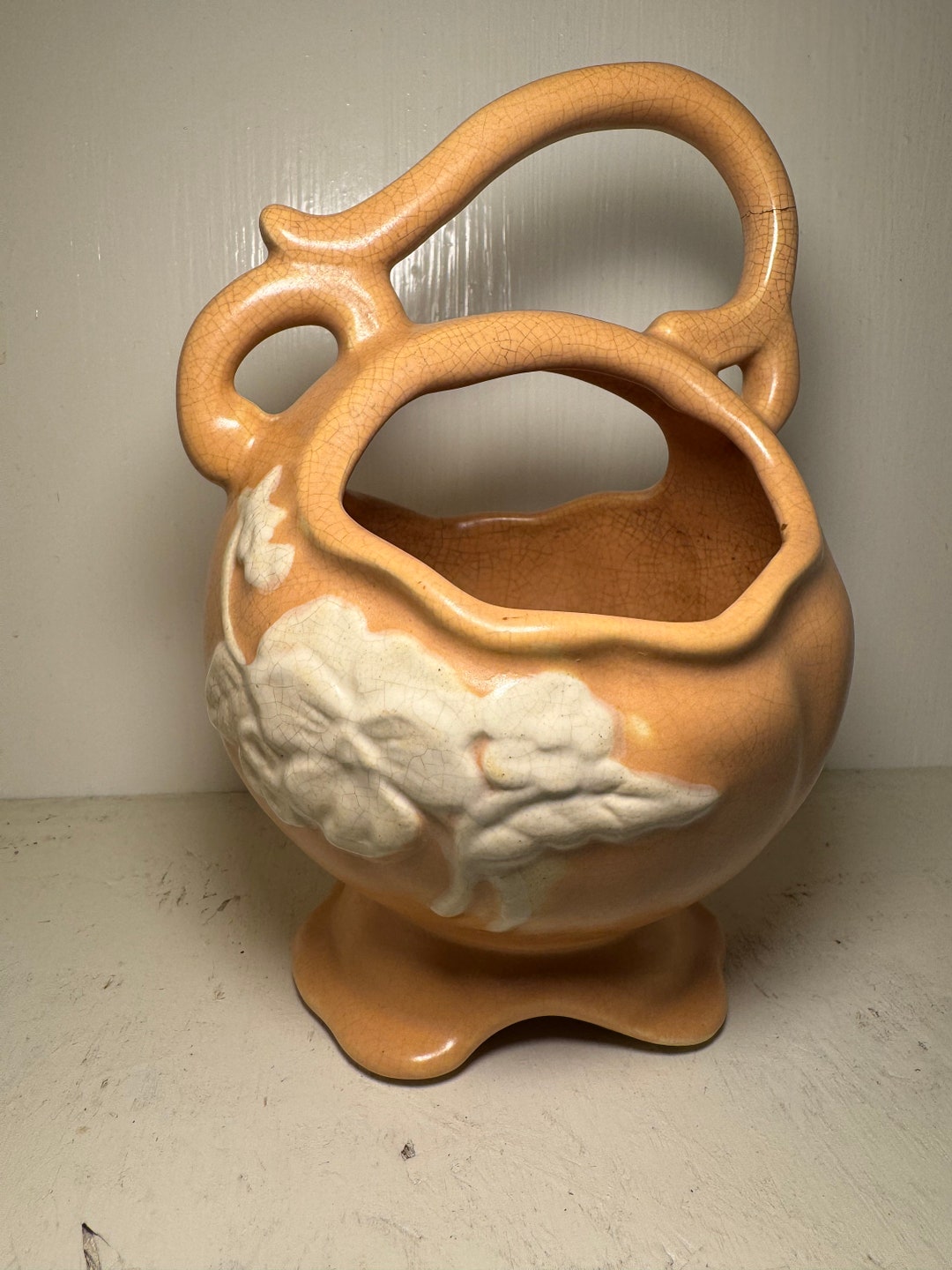 Weller Pottery Cameo Basket Vase - Etsy