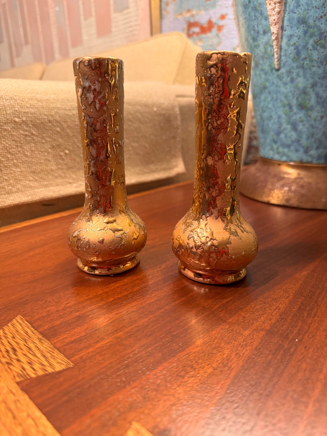 Set of 2 Mcm Weeping Gold Bud Vases - Etsy