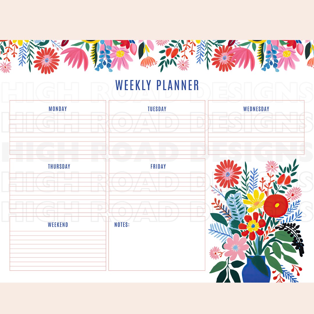 Weekly Planner Sheet, Weekly Schedule Printable, Weekly Planner, Weekly ...