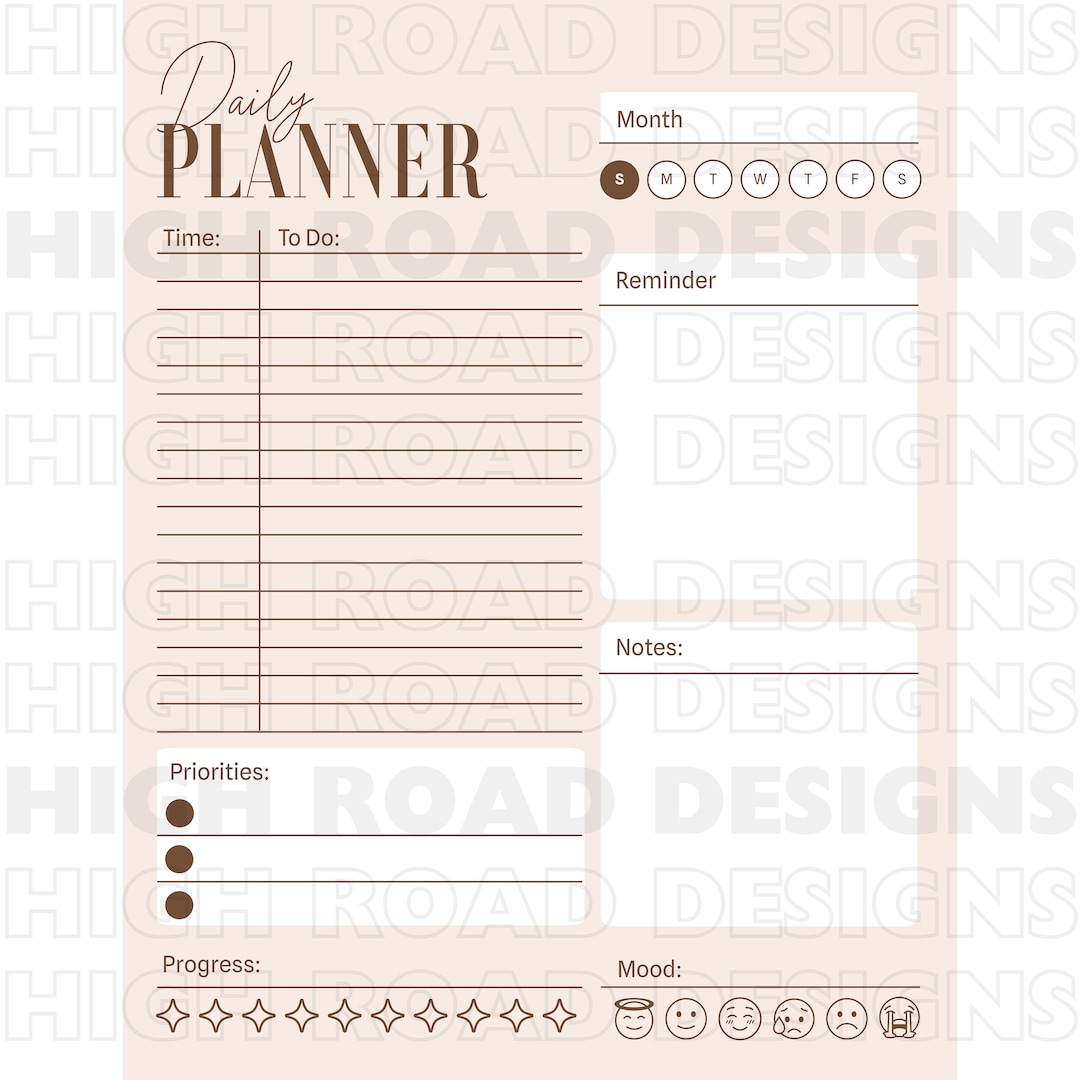 Daily Planner Sheet Daily Schedule Printable Daily Planner Daily