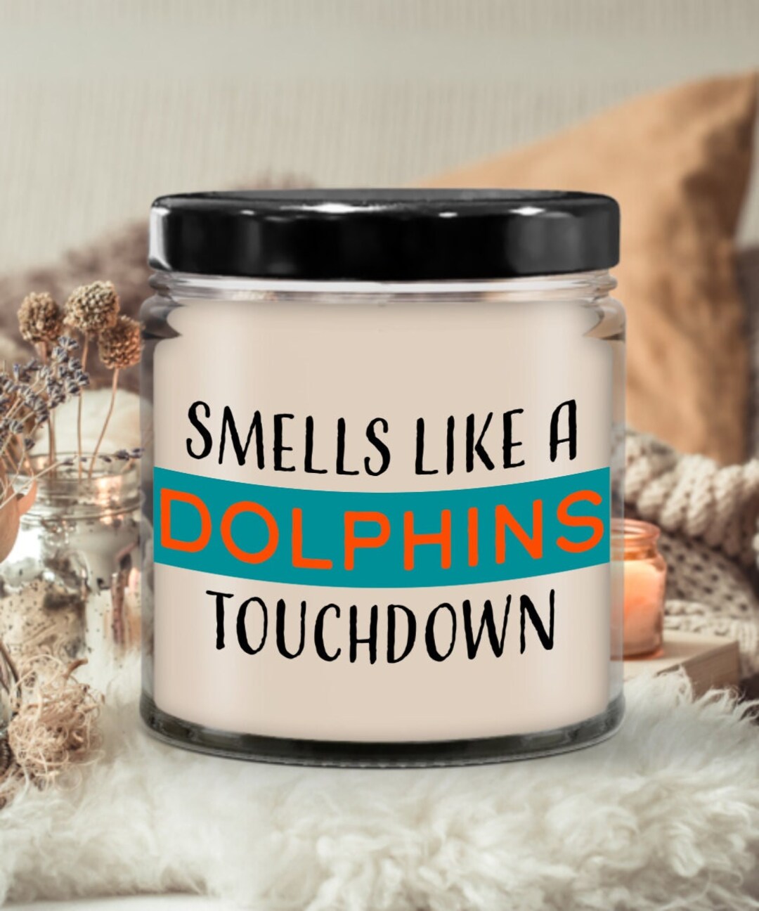 Smells Like A Touchdown Dolphins Candle | Candle for Gift, Scented Soy ...