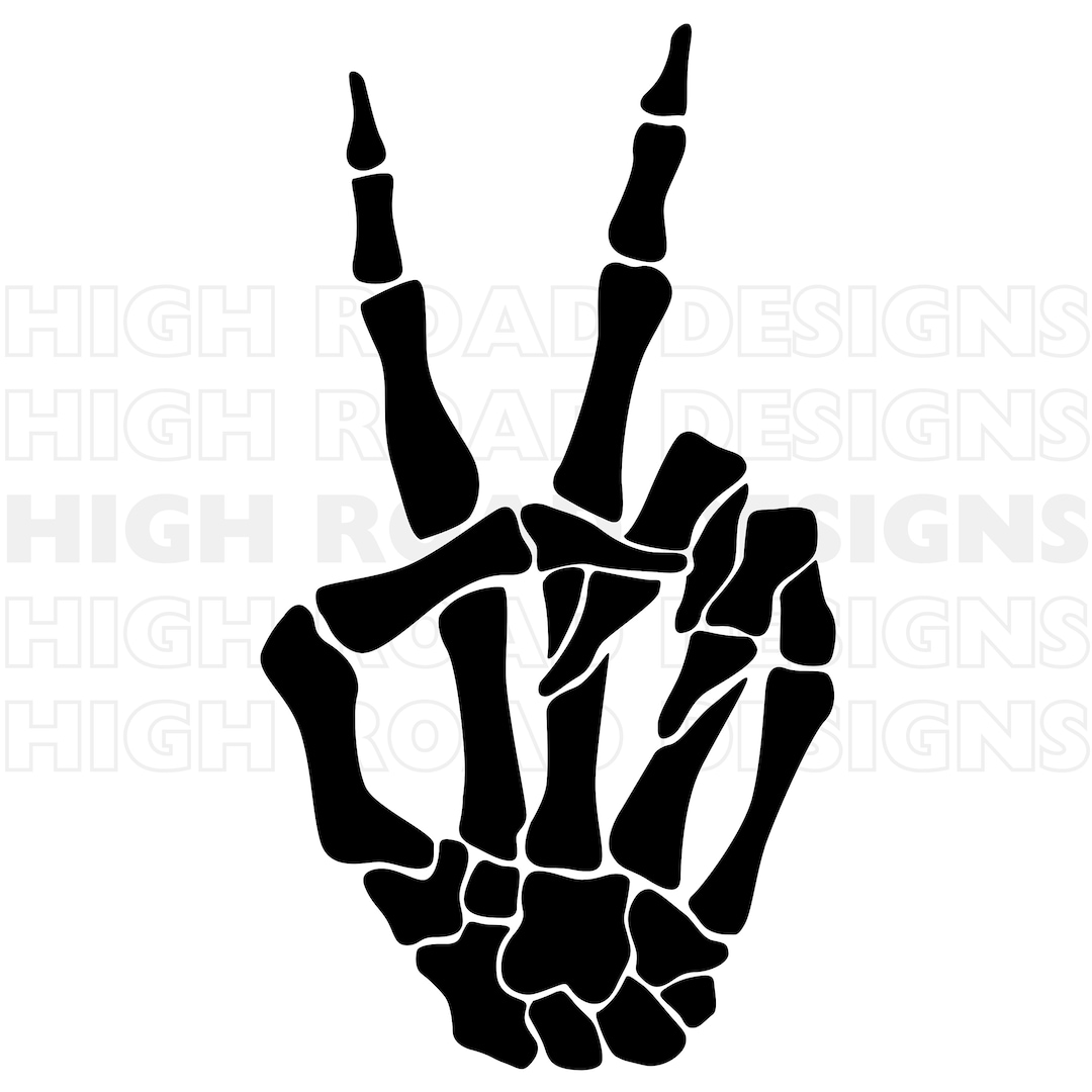 Skeleton Hand With Peace Sign Halloween, Halloween Png, Retro Png, Cute ...