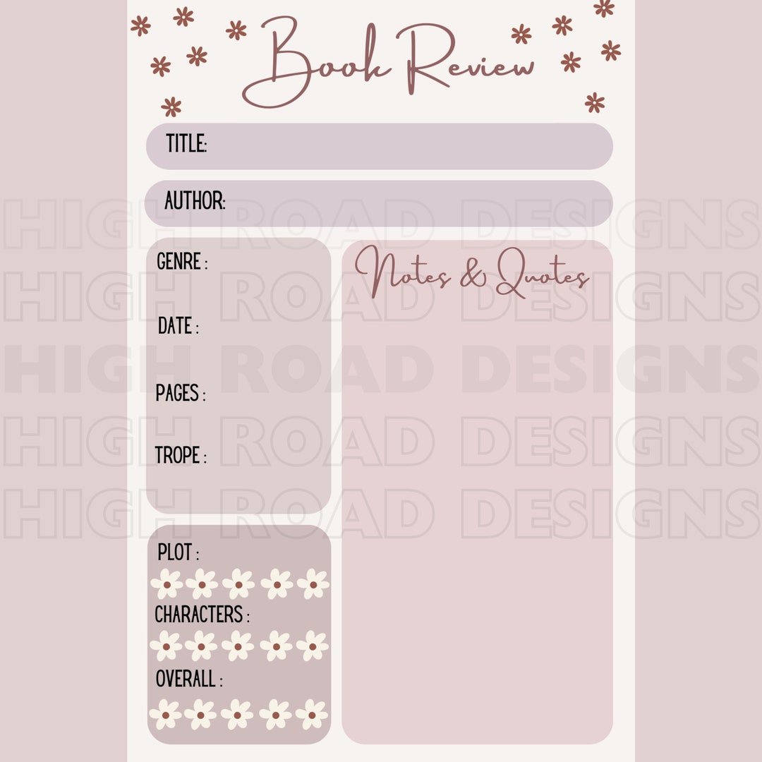 Printable Book Review, Goodreads, Printable, Digital Download, Digital ...