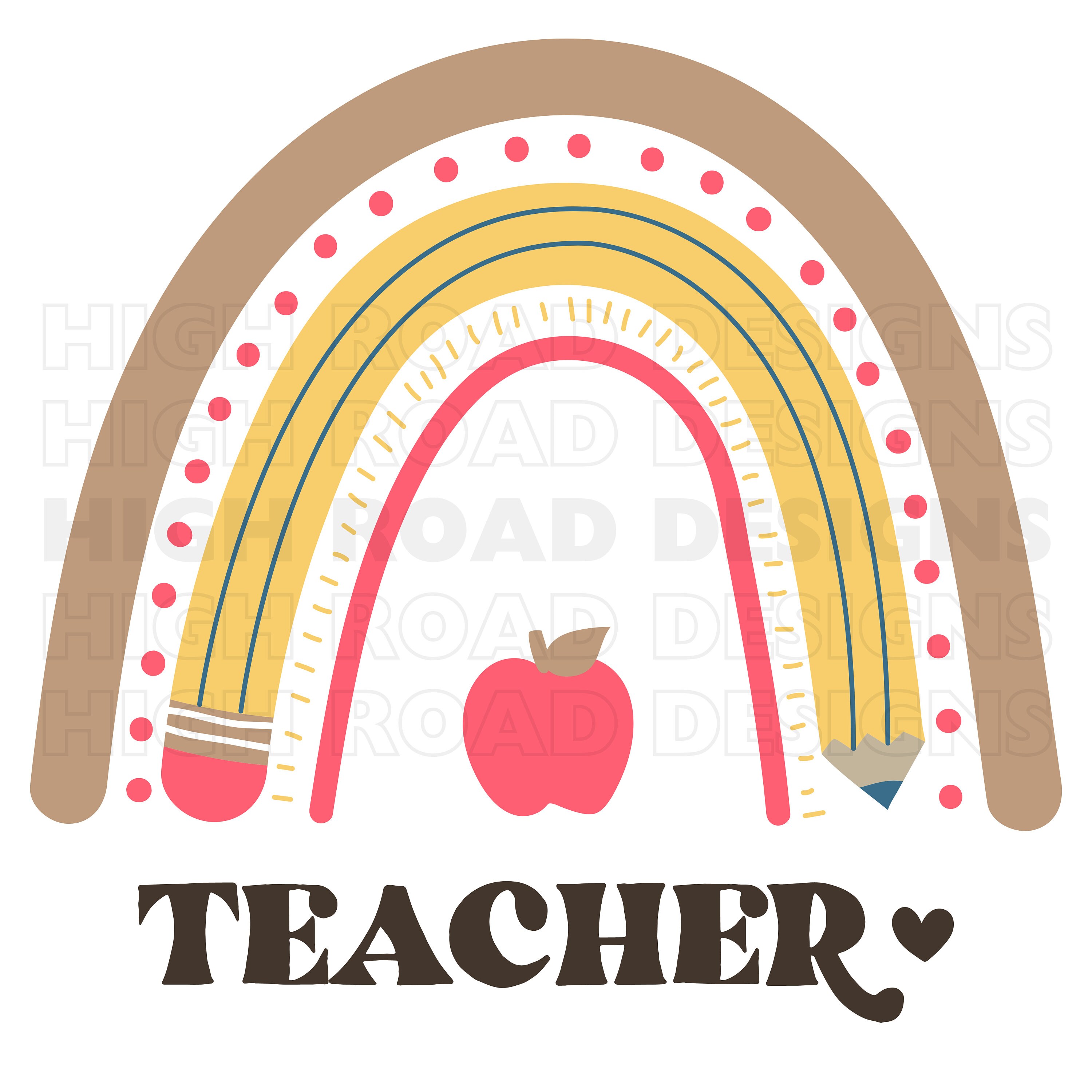 Teacher Heart BOHO Rainbow PNG, Teacher Png, Retro Png, BOHO Png ...