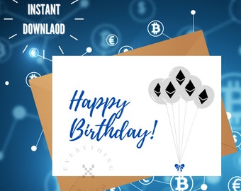 BITCOIN Birthday Card | Instant Download Birthday Card | Crypto ...