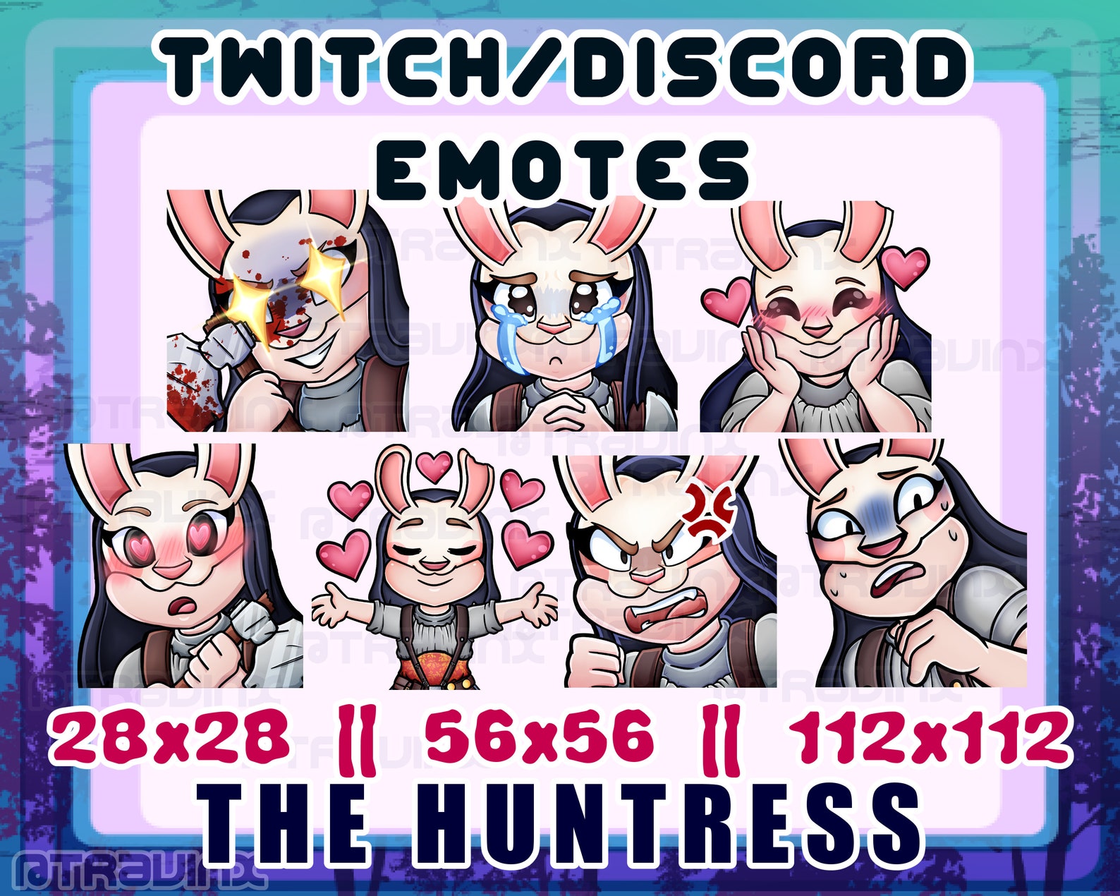 Huntress Emote Set || 7 Cute Dead by Daylight Killer Twitch & Discord ...