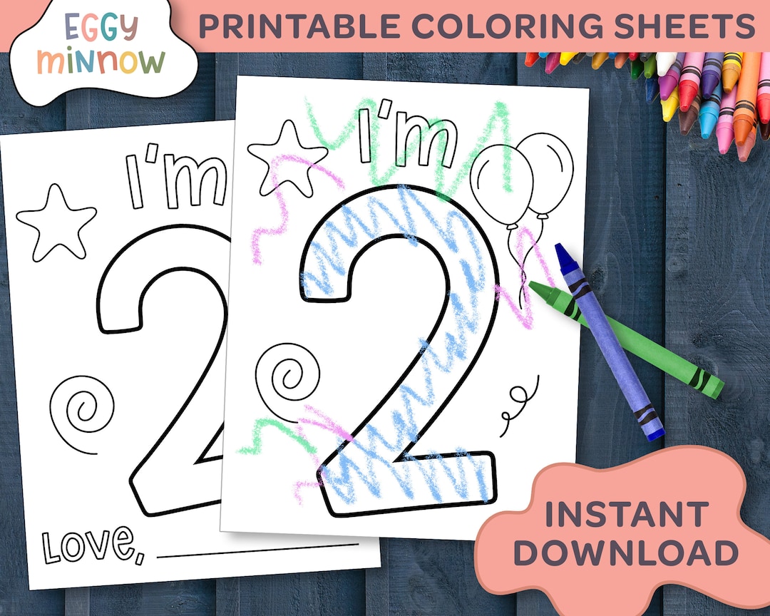 I'm 2 | Coloring Sheets for 2-year-old Kid | Toddler Child Coloring ...