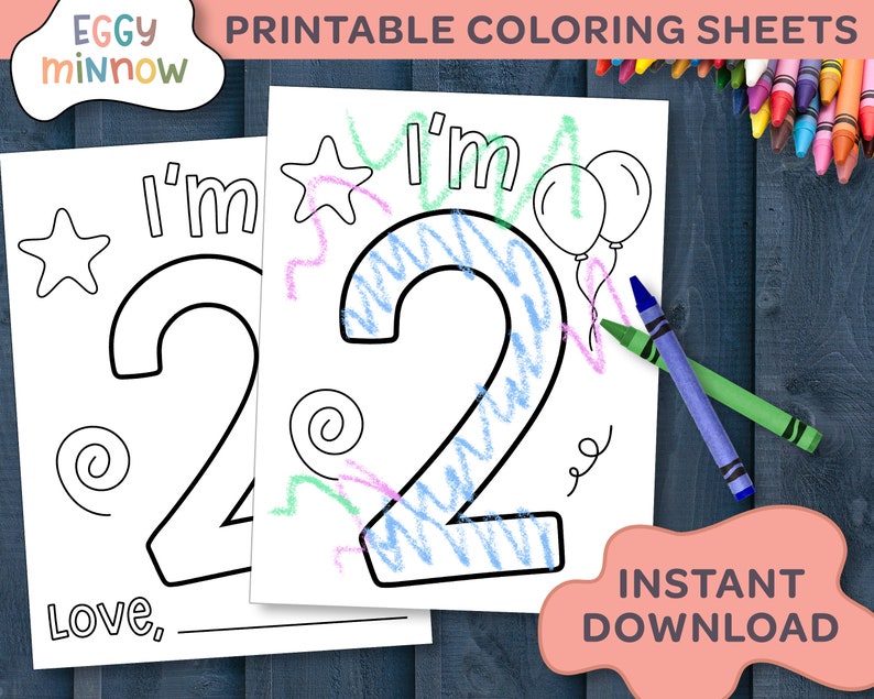 I'm 2 | Coloring Sheets for 2-year-old Kid | Toddler Child Coloring ...
