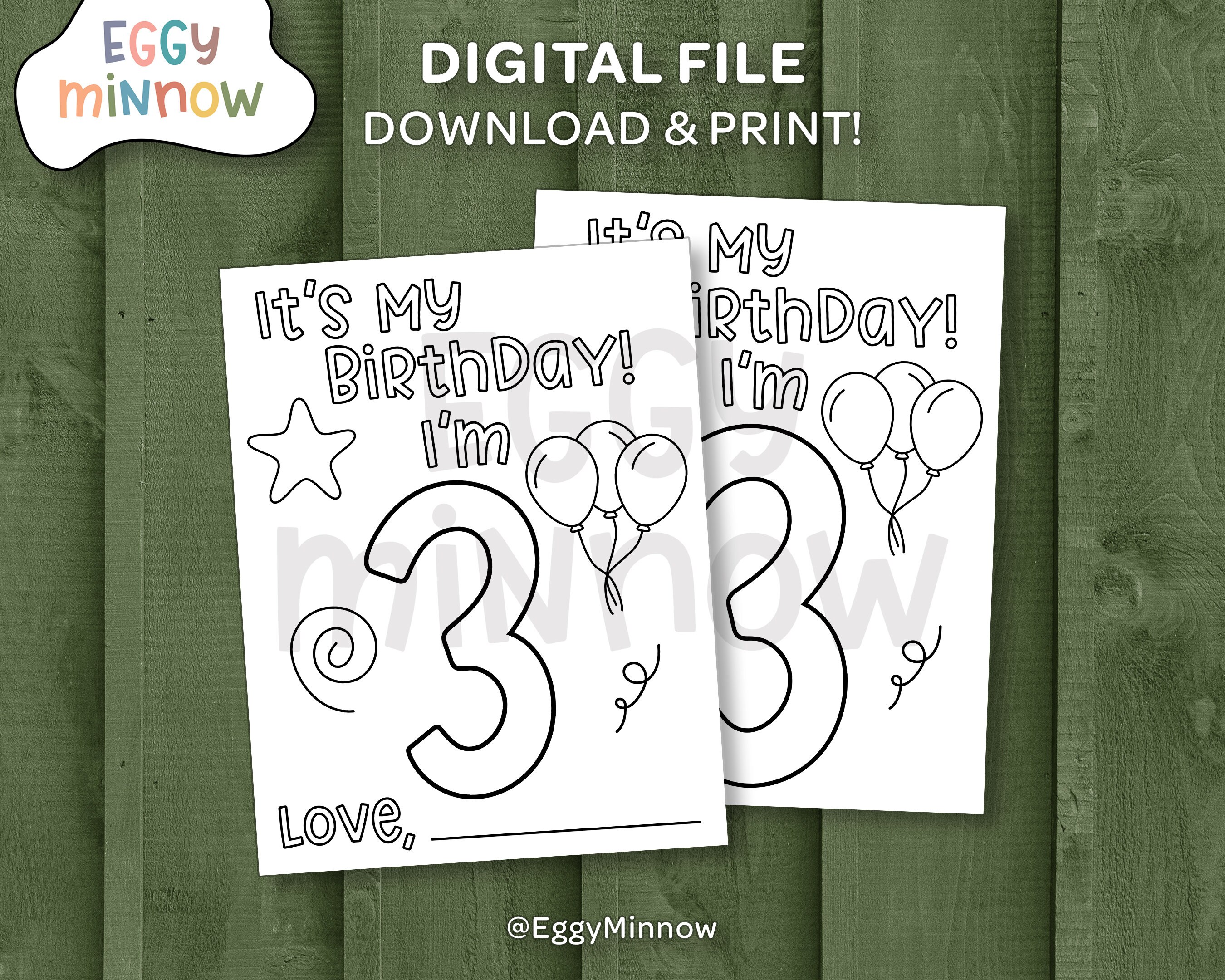 It's My Birthday I'm 3 3rd Birthday Coloring Sheets - Etsy