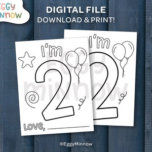 I'm 2 | Coloring Sheets for 2-year-old Kid | Toddler Child Coloring ...