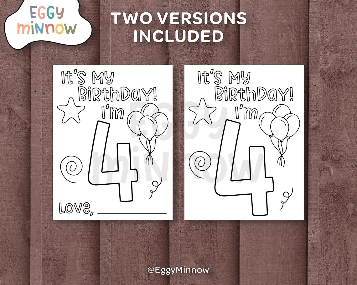 It's My Birthday I'm 4 | 4th Birthday Coloring Sheets for Birthday Kid ...