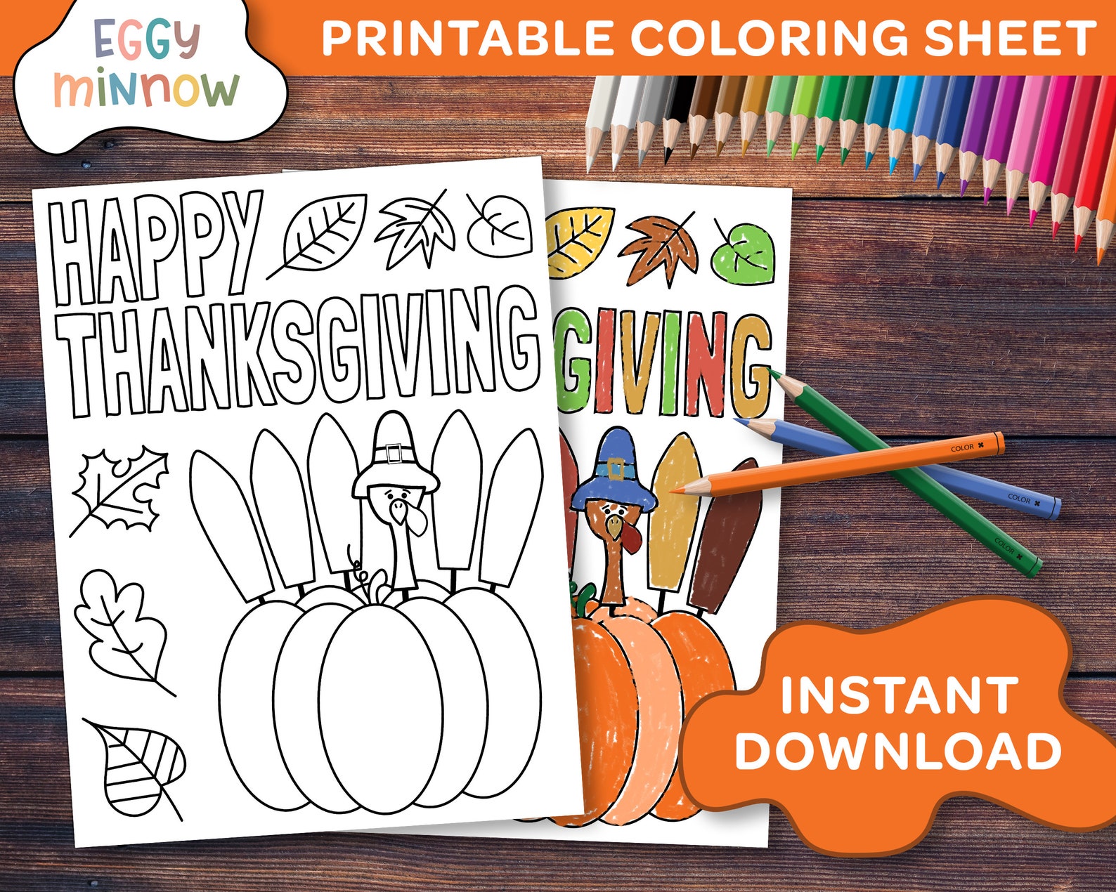 Happy Thanksgiving Coloring Sheet | Printable Coloring Page for Kids ...