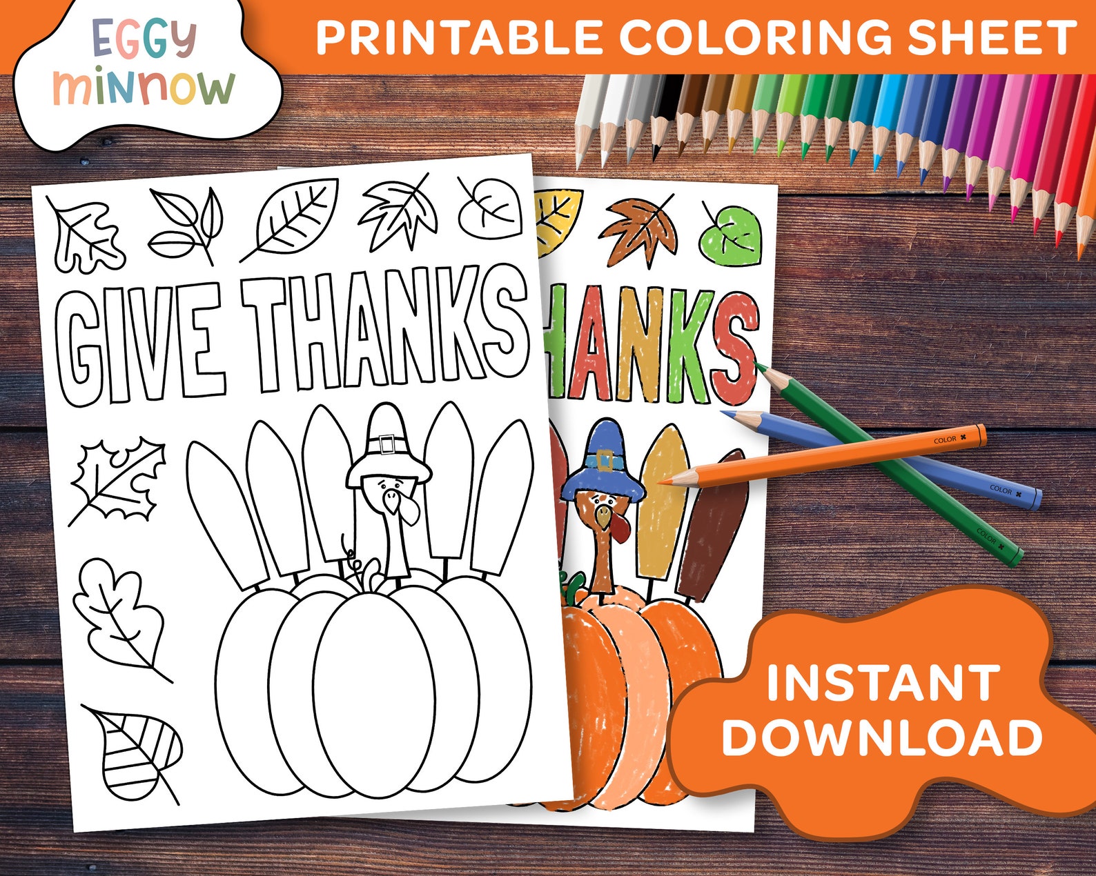 Thanksgiving Coloring Sheet Give Thanks | Printable Coloring Page for ...