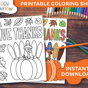 Thanksgiving Coloring Sheet Give Thanks | Printable Coloring Page for ...