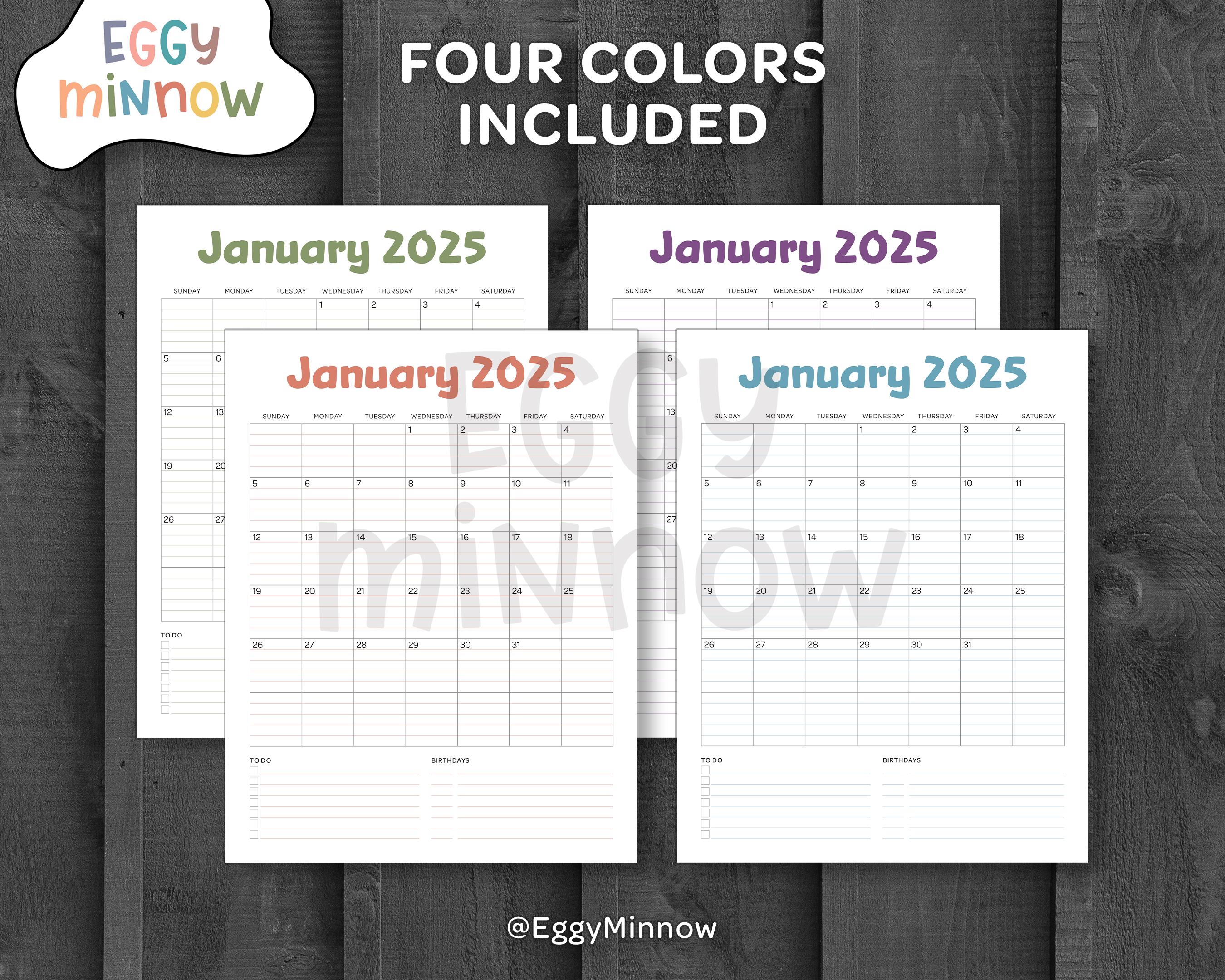 2025 Lined Monthly Calendar | Printable 2025 Calendar 8.5x11 | Vertical ...