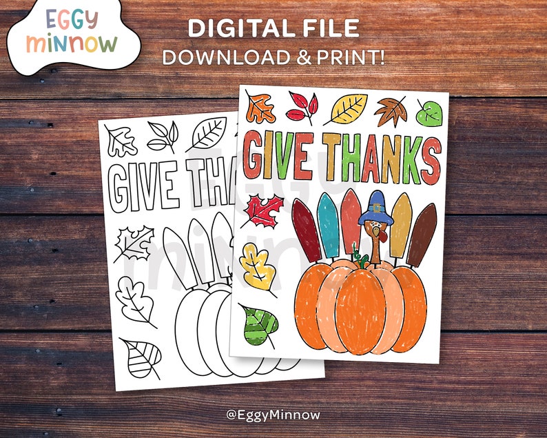 Thanksgiving Coloring Sheet Give Thanks | Printable Coloring Page for ...