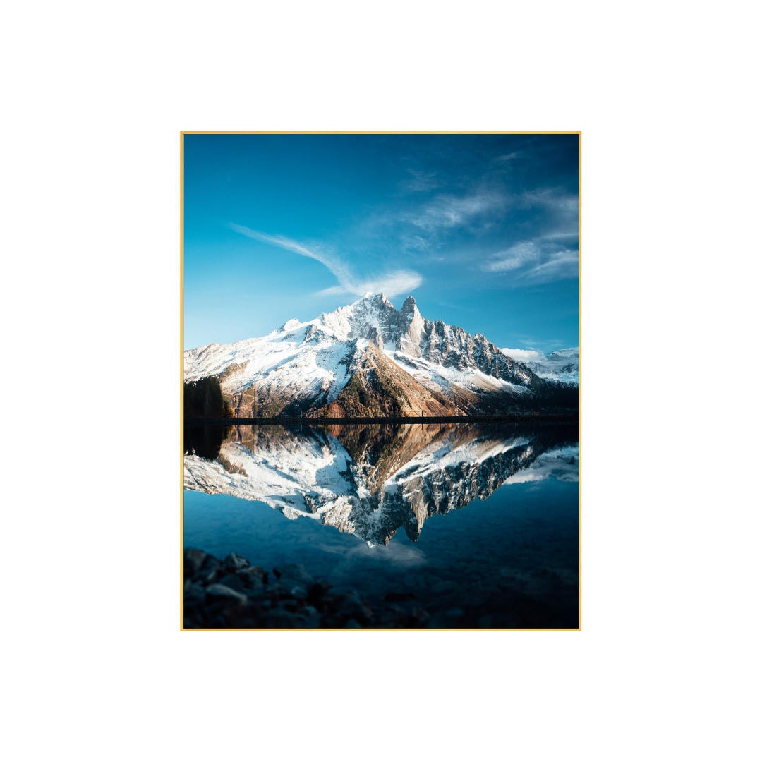 Mountain Reflection in Water Art Print | Scenic Landscape Wall Decor ...
