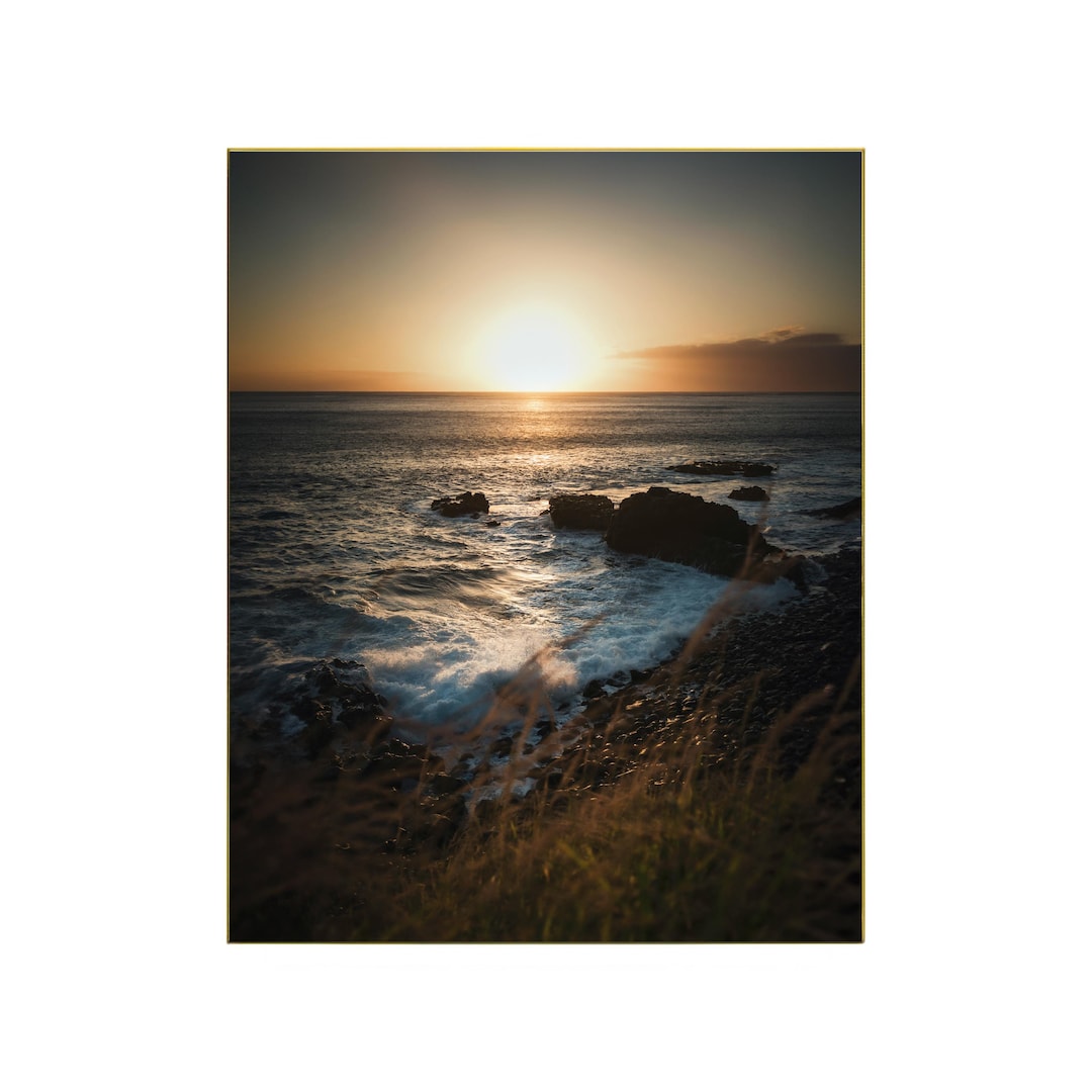 Golden Sunset Beach Print – Coastal Wall Art, Serene Ocean Scenery - Etsy