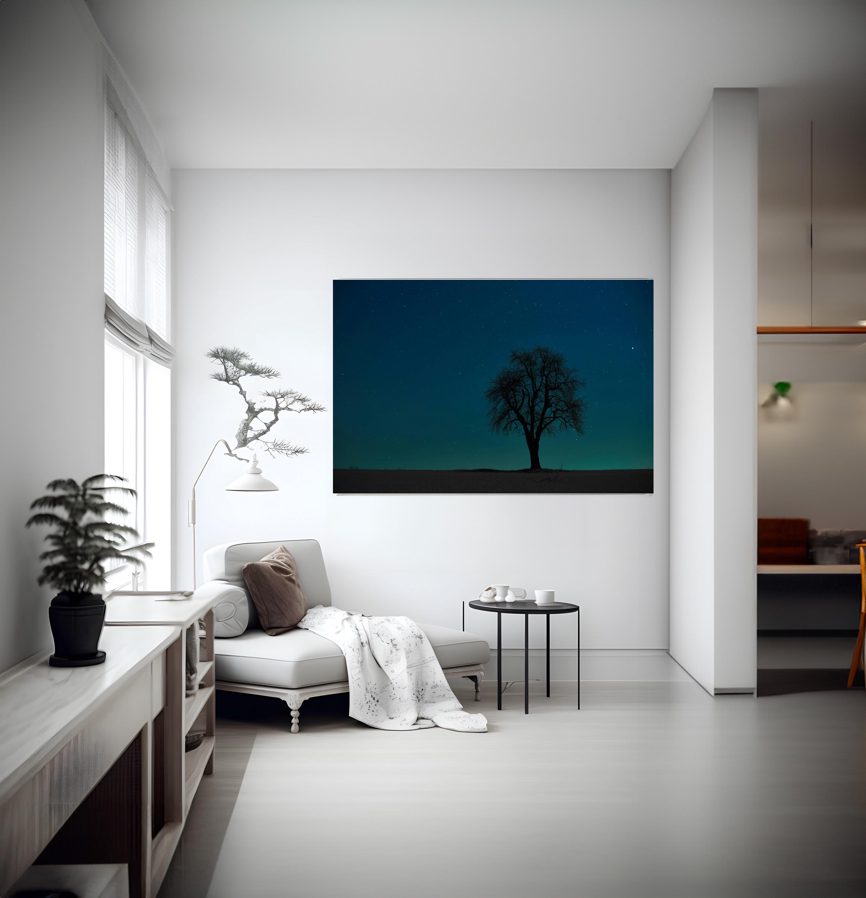 Starry Night Tree Art Print: Dreamy Sky Landscape With Stars Wall Decor ...