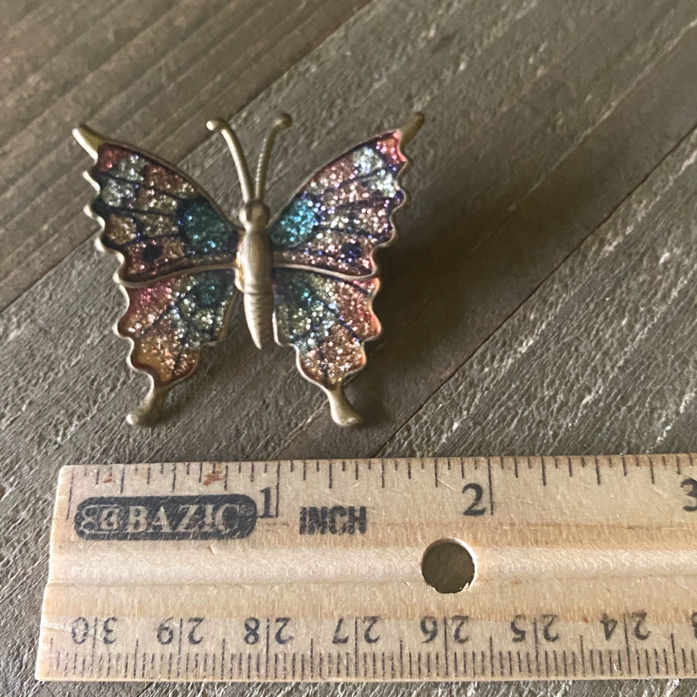 Vintage Enameled Butterfly Brooch Pin Sparkly Multicolored - Etsy