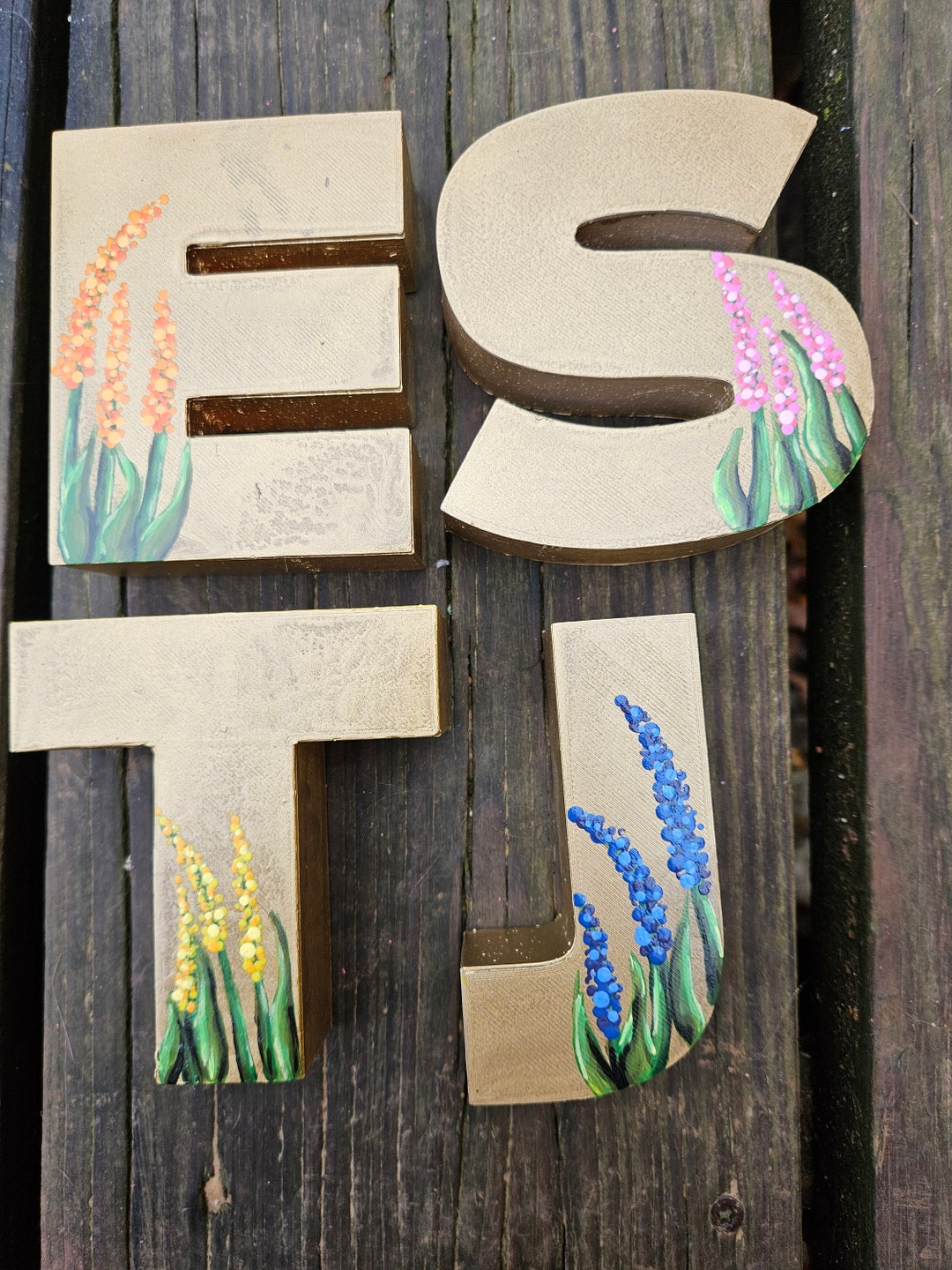 3D Printed Custom Letter Jewelry Box, Initials Gold Silver Trinket Box ...