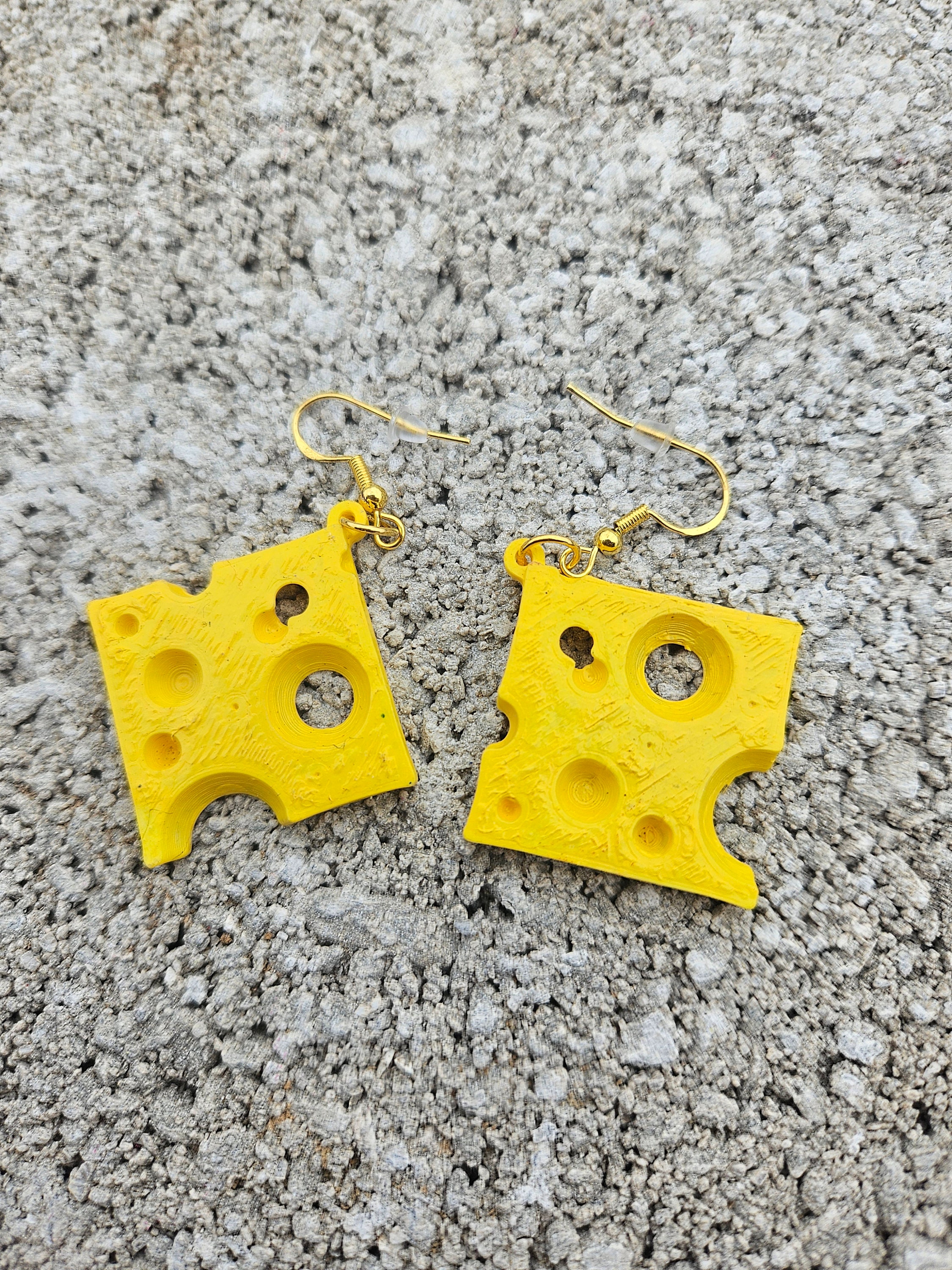 Swiss Cheese Earrings, 3D Printed Cheese Earrings, Foodie Earrings ...