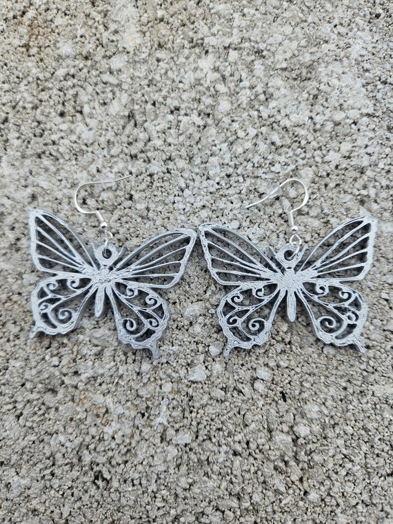 Simple Butterfly Silhouette Earrings 3D Printed Custom Butterfly Earrings Jewelry Butterfly Jewelry Butterfly Silhouette Earrings