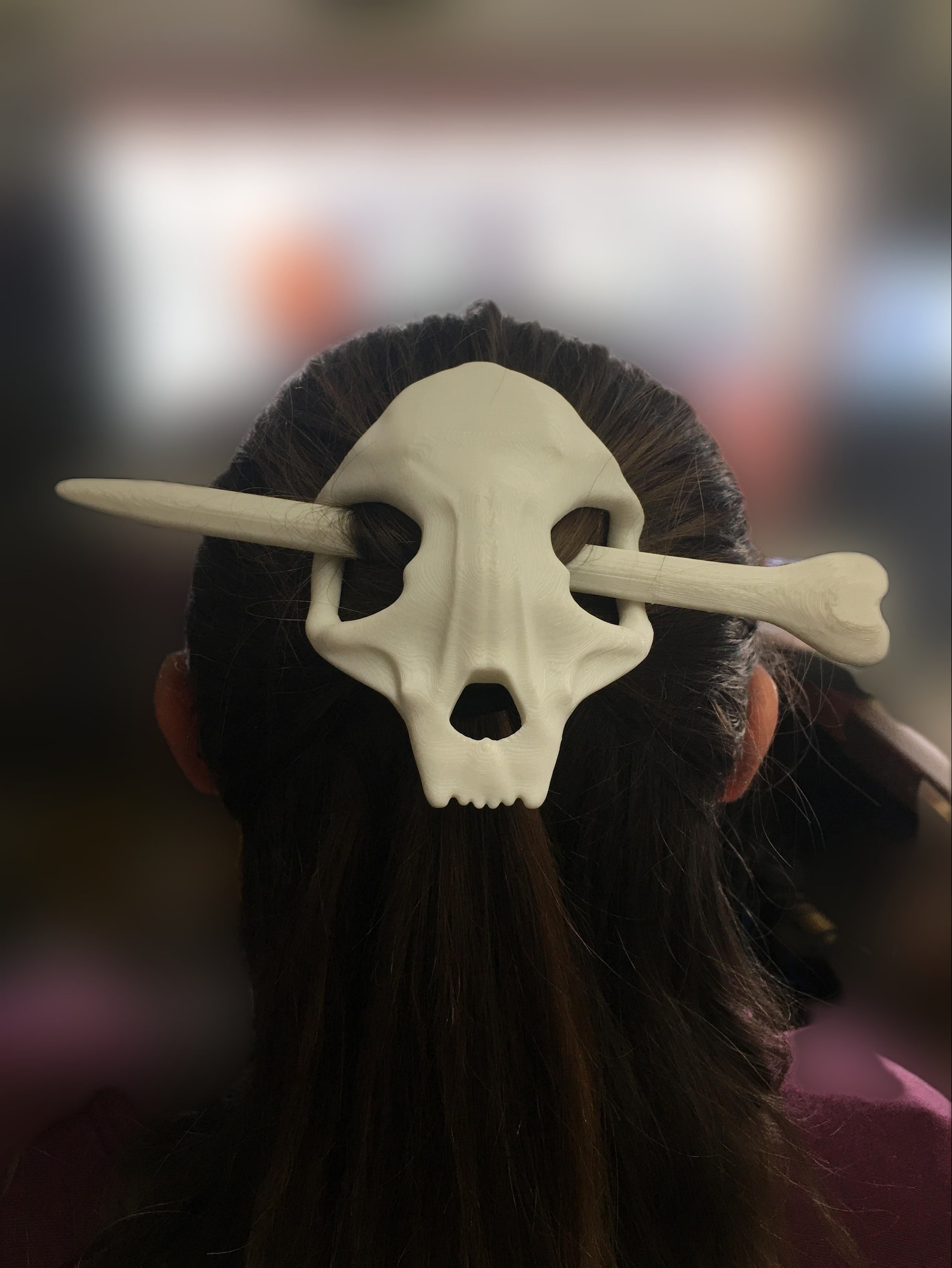 3D Printed Skull and Bone Hair Pin, Skull Hair Pin, Skeleton Hair ...