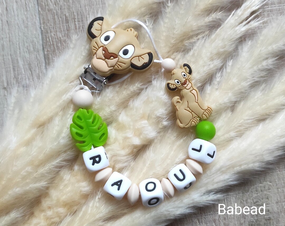 Simba Lion King Style Pacifier Clip / Personalized First Name / Beige ...