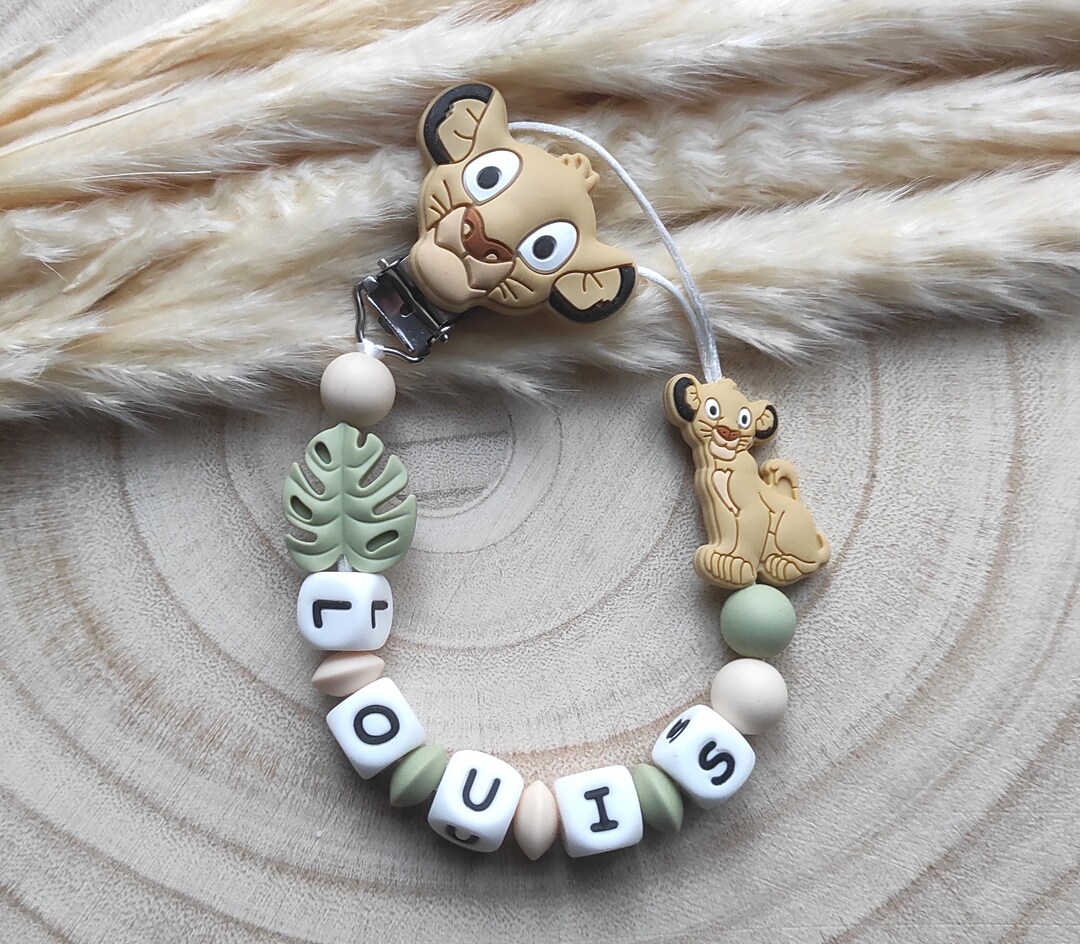 Pacifier Clip Simba Lion King Style / Personalized First Name / Beige ...