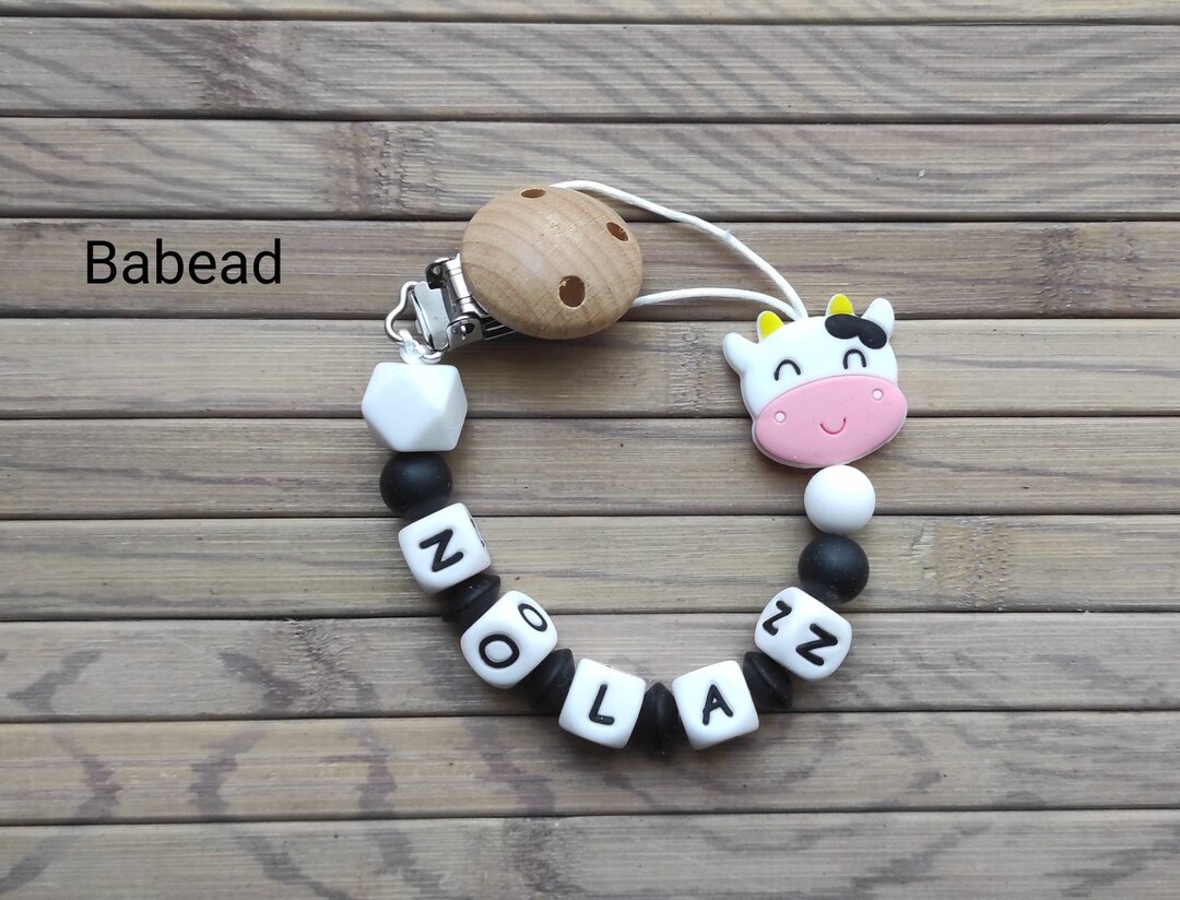 Pacifier Pacifier Pacifier Personalized Cow White Black First Name - Etsy