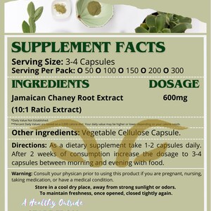 Jamaican Chaney Root Capsules Extract Vegetarian Capsule 10x Extract ...
