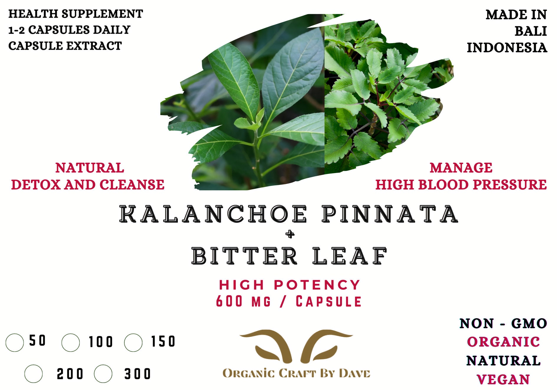 Organic Kalanchoe Pinnata Bitter Leaf Capsules Extract Vegetarian ...