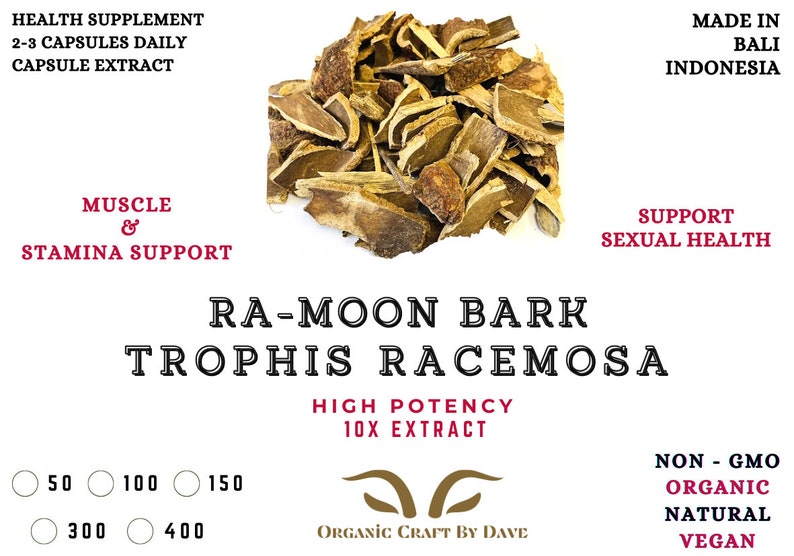 Jamaican Ra-moon Bark Capsules Vegetarian Capsule 10x Extract Raw Moon Non-gmo Men Health ...